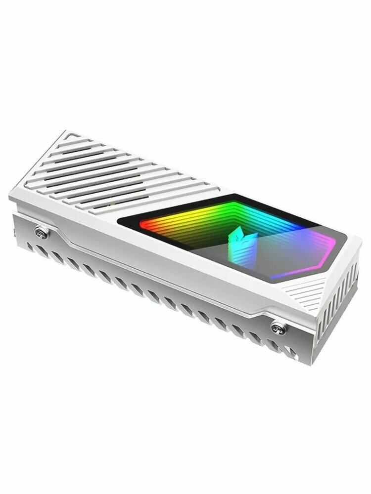 Вентиляционный жилет для жёсткого диска черный ARGB + большой вентилятор охлаждения - белый
