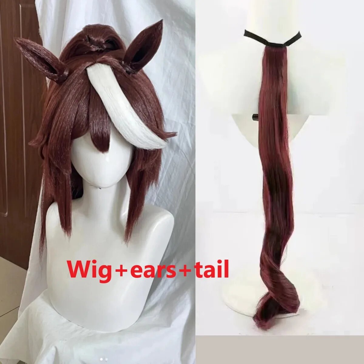 Косплей wig + ears + tail, Tokai Teio, Size S, Color: wig and tail