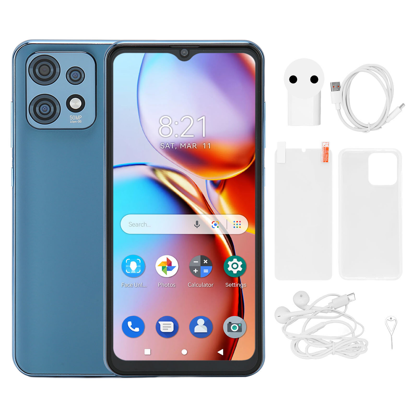 Смартфон X40 6.53 6/128 ГБ Android 12, 5G WiFi, поддержка 4G, 100240В, синий, евровилка