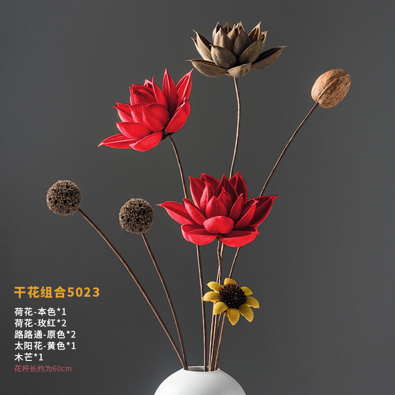 Букет из сухих цветов, декоративные украшения из настоящих цветов, лотос, высушенные на воздухе коробочки лотоса, натуральный корень лотоса, цветочная композиция в стиле дзен, украшение гостиной в китайском стиле.