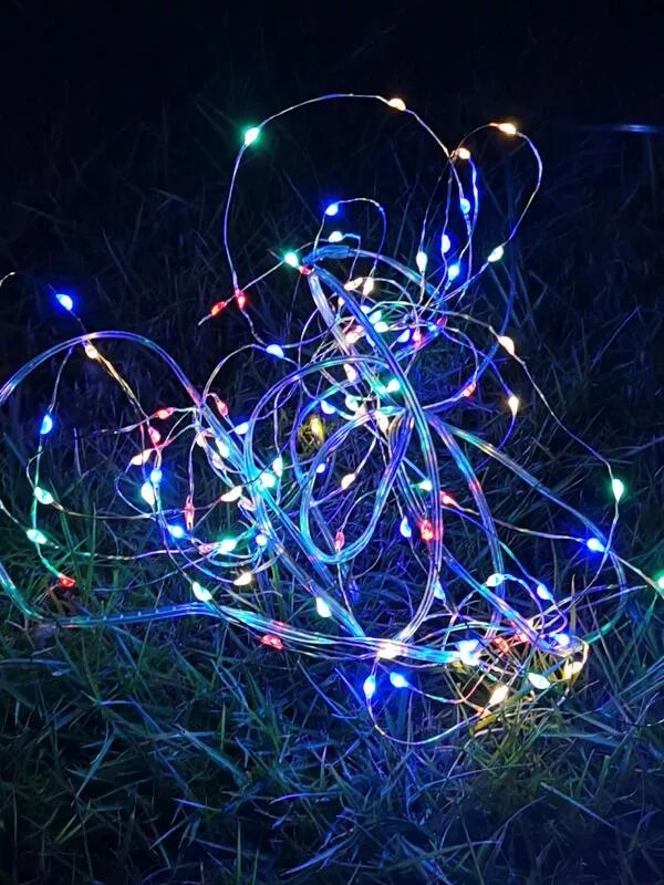 Гирлянда светодиодная "Разноцветные нити" 100LED 7м (4м+3м) мультиколор на солнечной батарее аккумулятор AA NI-MH 600мАч IP44 космос KOC_SOL196
