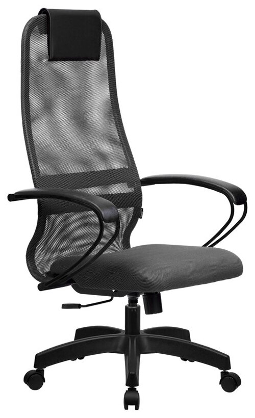 Кресло руководителя Метта SU-BP-8 PL, ткань-сетка темно-серая №21, спинка-сетка, топ-ган (100/001)