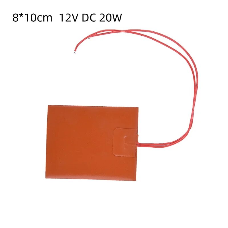 Красный силиконовый нагревательный коврик 8*10см, 12V DC 20W