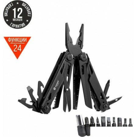 Мультитул Ganzo G303 (черный), сталь: 5Cr13MoV, рукоять: металл, 21 инструмент