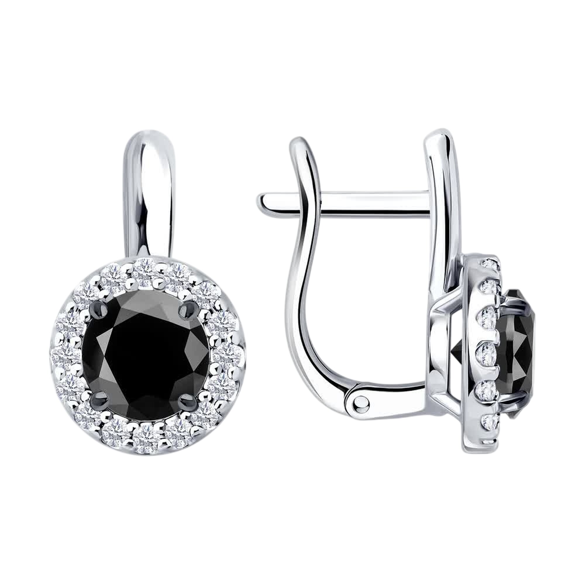 Серьги, серебро, 925 проба, родирование, фианит