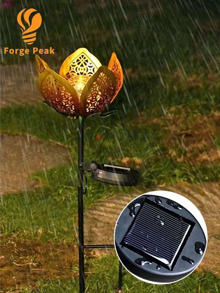 Уличный светильник Forge Peak solar lotus, 1 лампа, кованое железо, ретро-стиль