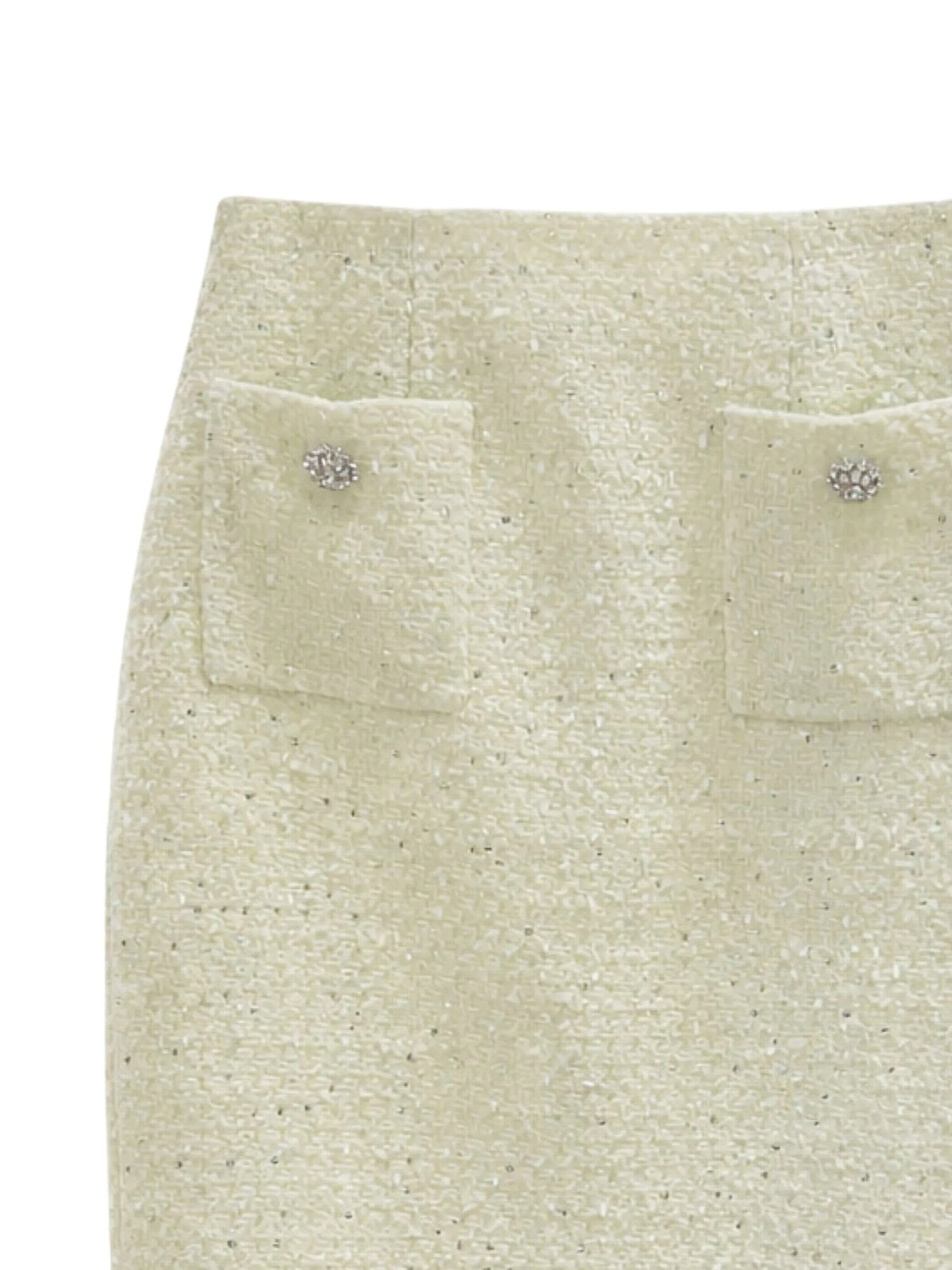 Юбка Self-Portrait Boucle pocket skirt, размер 8, белый — фото 1