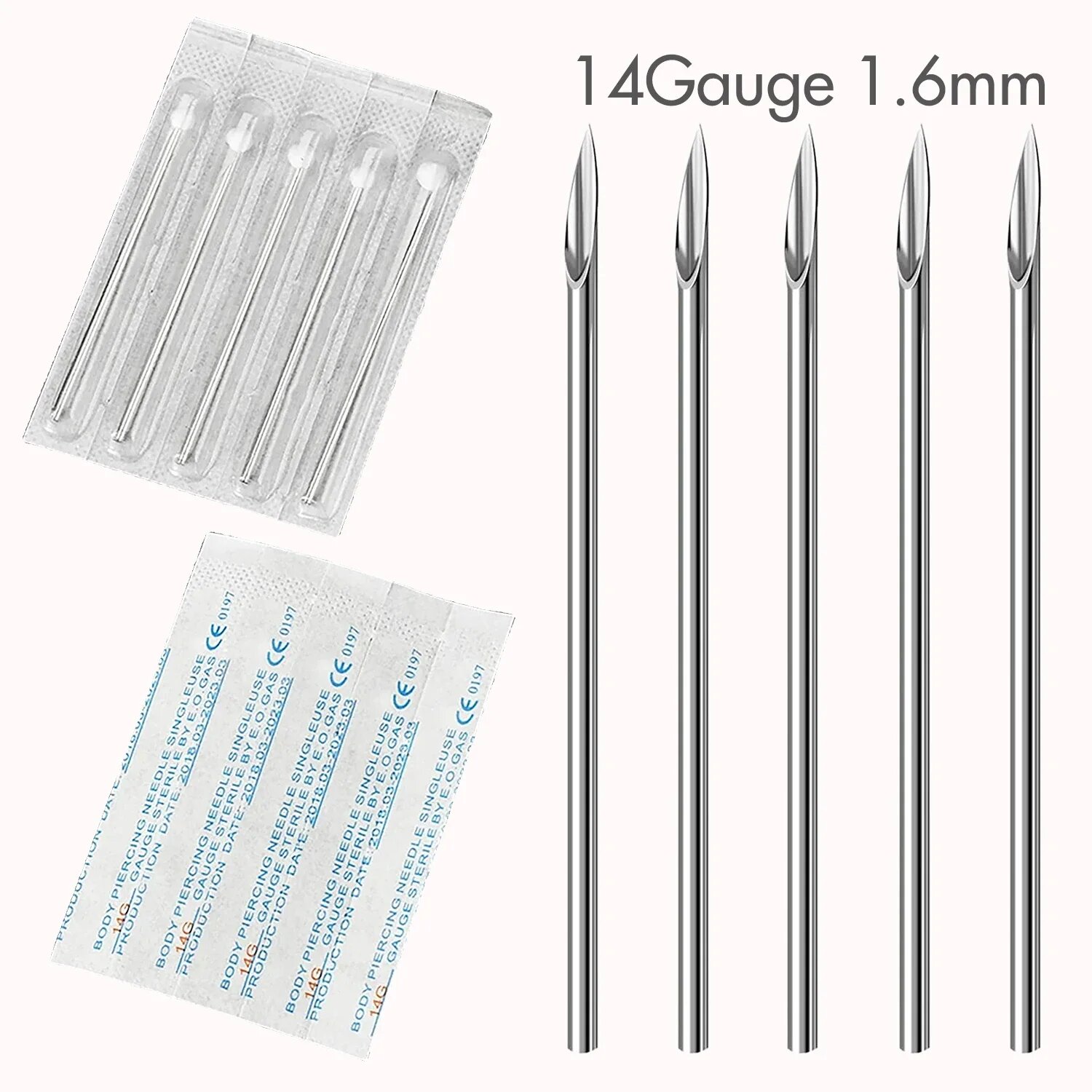 Стерильные иглы для пирсинга 14G 1.6mm, 50шт