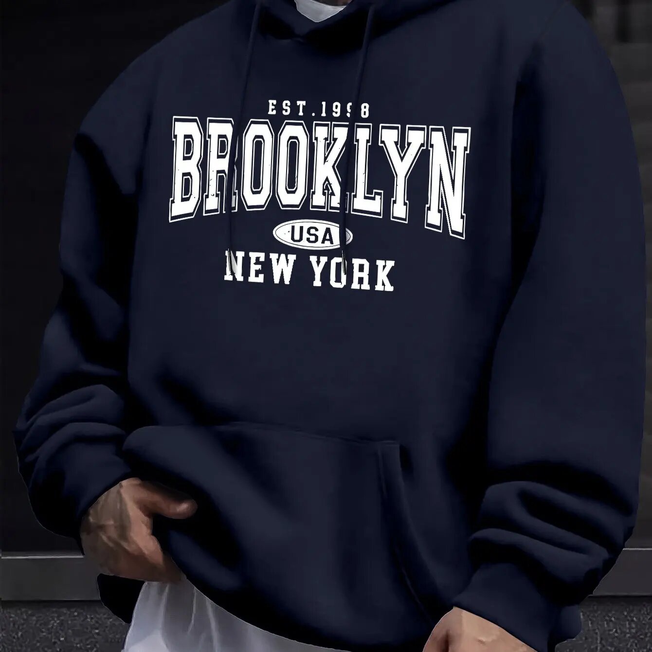 Мужская толстовка с капюшоном "Brooklyn New York" Серый XL