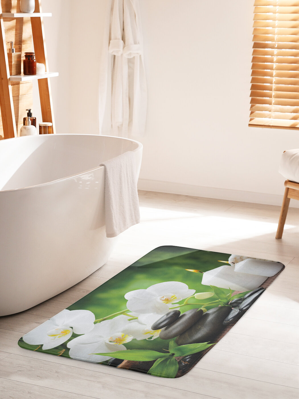 Коврик для ванной комнаты и туалета противоскользящий "Каменная пирамида" 60х100 см, JoyArty