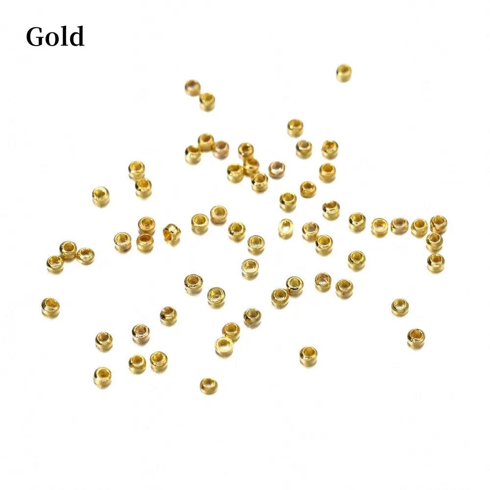 Золотистые обжимные бусины, Gold, 2 мм