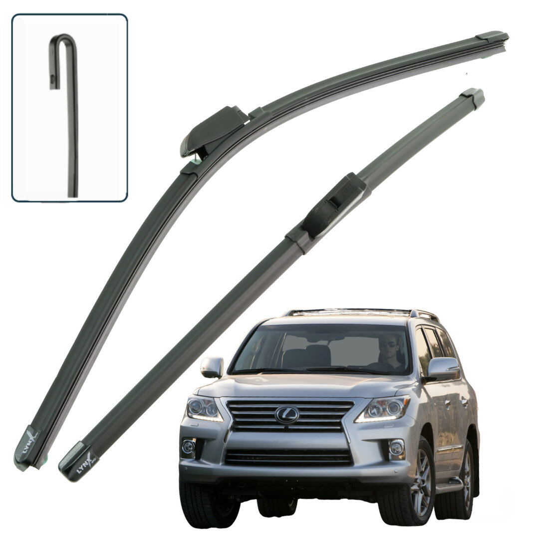 Дворники Lexus LX570 (3) J200 / Лексус ЛХ570 200 рест. 2012 / 2013 / 2014 / 2015 Щетки стеклоочистителя бескаркасные автомобильные LYNXauto 600мм-530мм к-т 2шт.