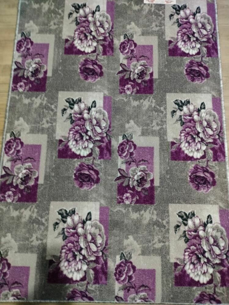Ковер mix// Цветы в квадрате цвет Фиолетовый; Серый 1 м на 1,5 м