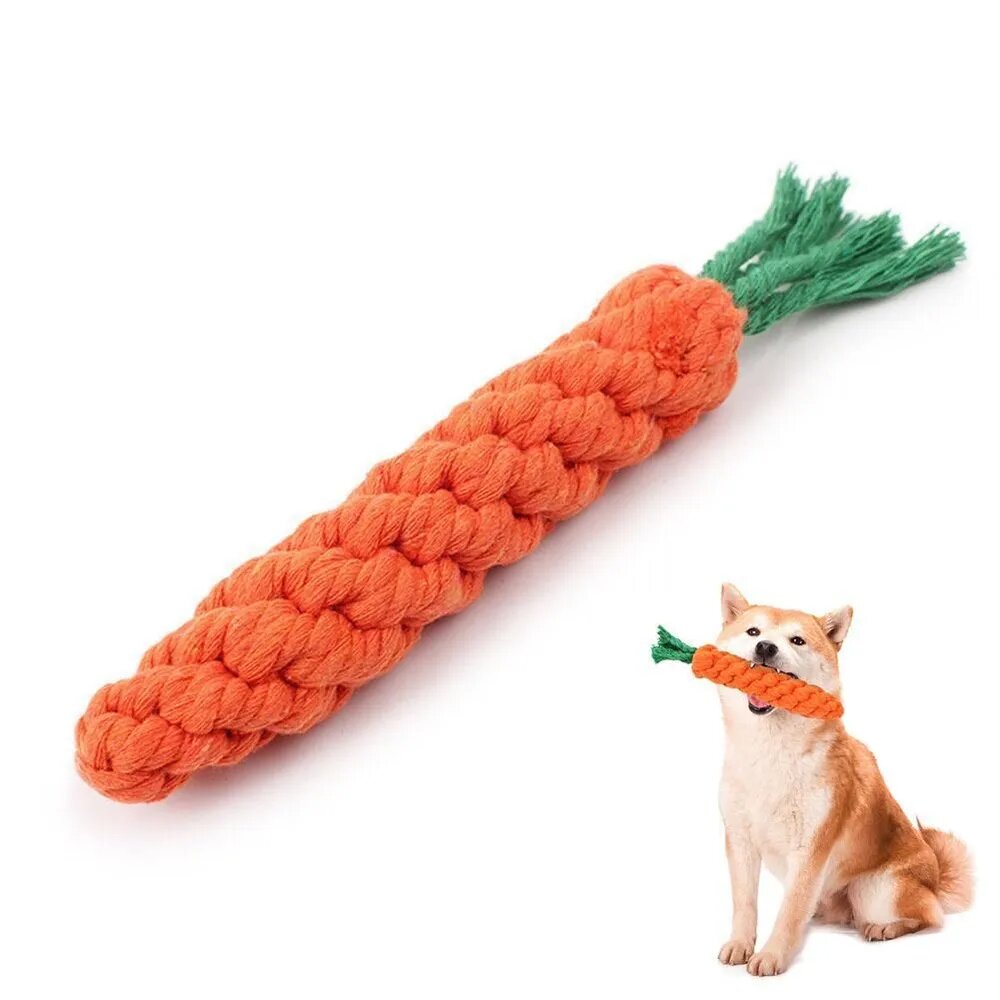 Игрушка для собак канат морковь, игрушка морковка, для щенков, мелких и средних пород, режутся зубки, для поддержания здоровья зубов и десен