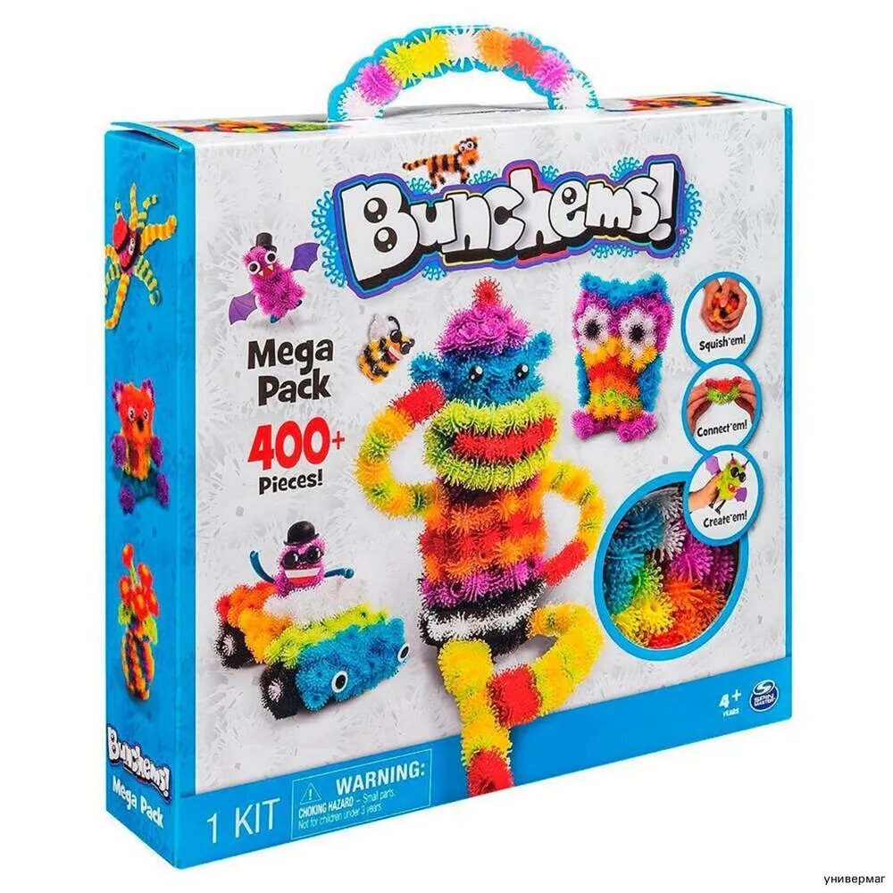 Конструктор-липучка Вязкий Пушистый шарик (Bunchems) 400 деталей