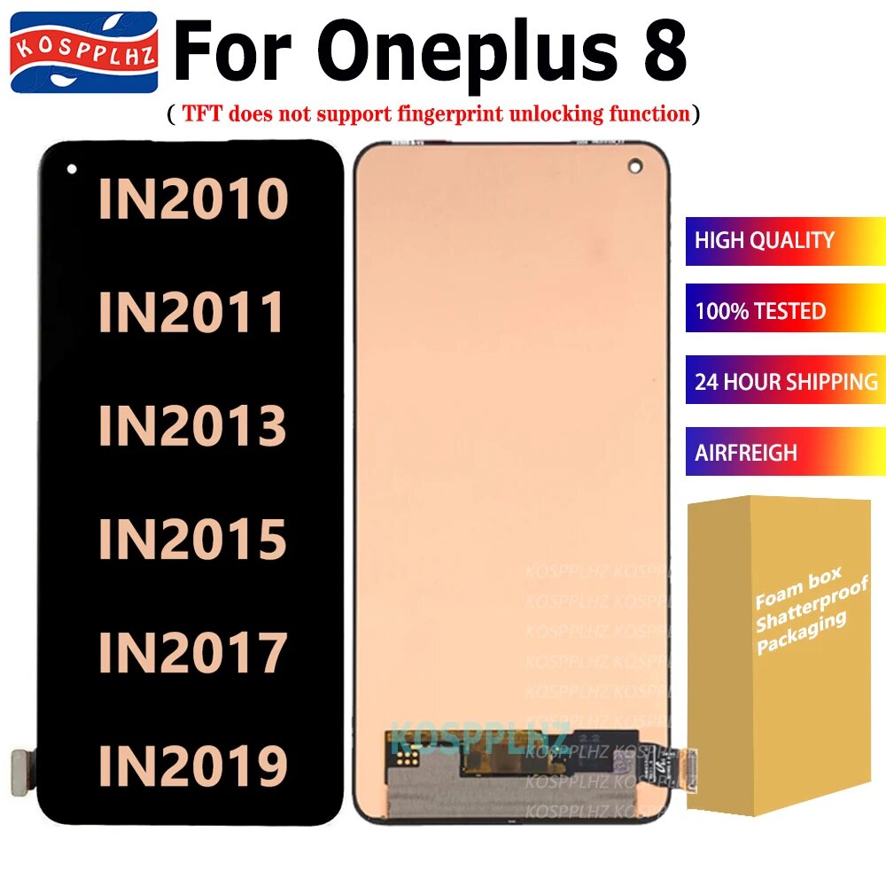 Замена сенсорного TFT LCD-дисплея для Oneplus 8, экран LCD для Oneplus IN2010 IN2011 IN2013 IN2015 IN2017 IN2019