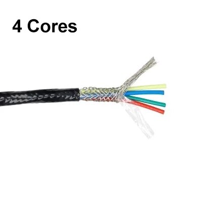 Экранированные кабели из птфэ 1-6 жил 20AWG 0.5mm, Black x 4 Cores, 2 meters