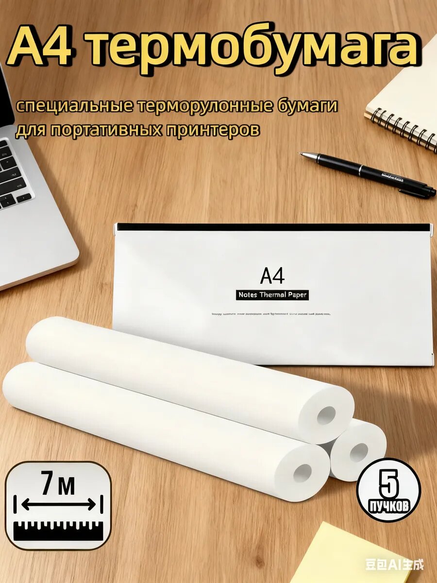 Специальная бумага для портативного принтера, 5 штук