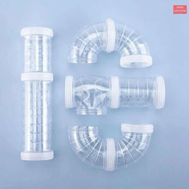 Тоннель для грызунов пластиковый прозрачный 8 элементов, лабиринт для хомяка, тоннель для грызунов