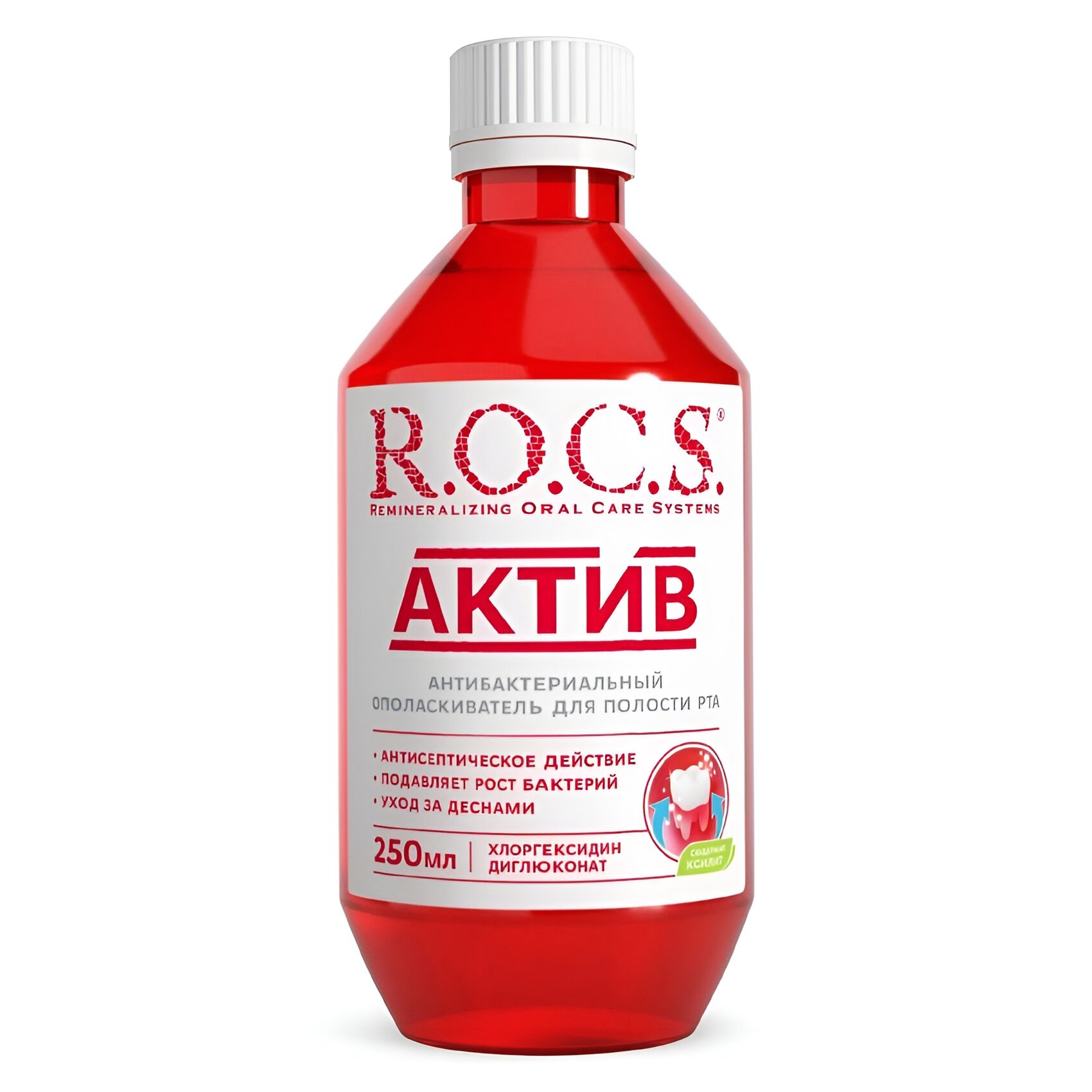 Ополаскиватель R.O.C.S Active, антибактериальный, без отдушки, 250 мл