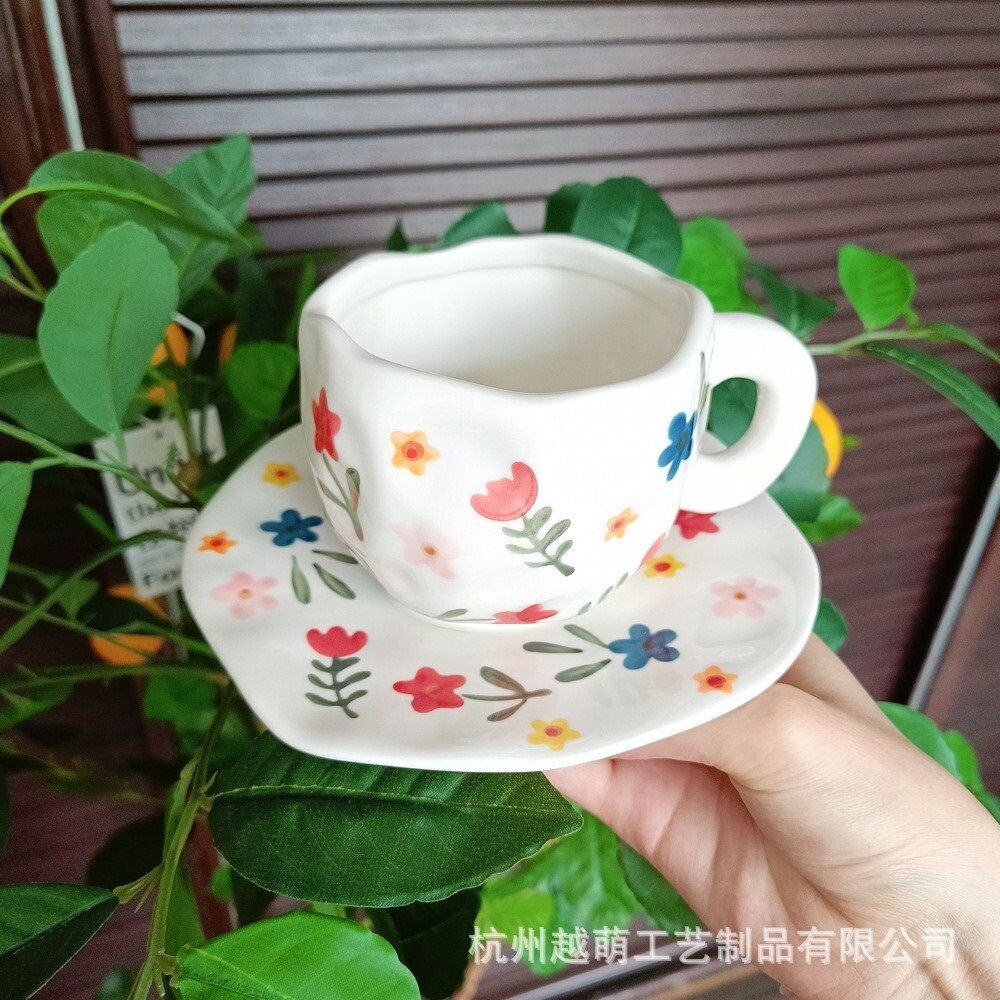 Керамическая кружка с ручной росписью в виде сердца, кофейная чашка нестандартной формы, милая чашка для завтрака, чашка для воды.