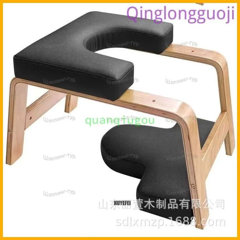 Скамейка вверх ногами для йоги Qinglongguoji, черная, деревянная, с мягким сиденьем, для тренировок в зале