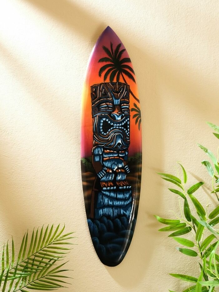 Панно Доска для сёрфа Тотем , дерево, 80 21 см
