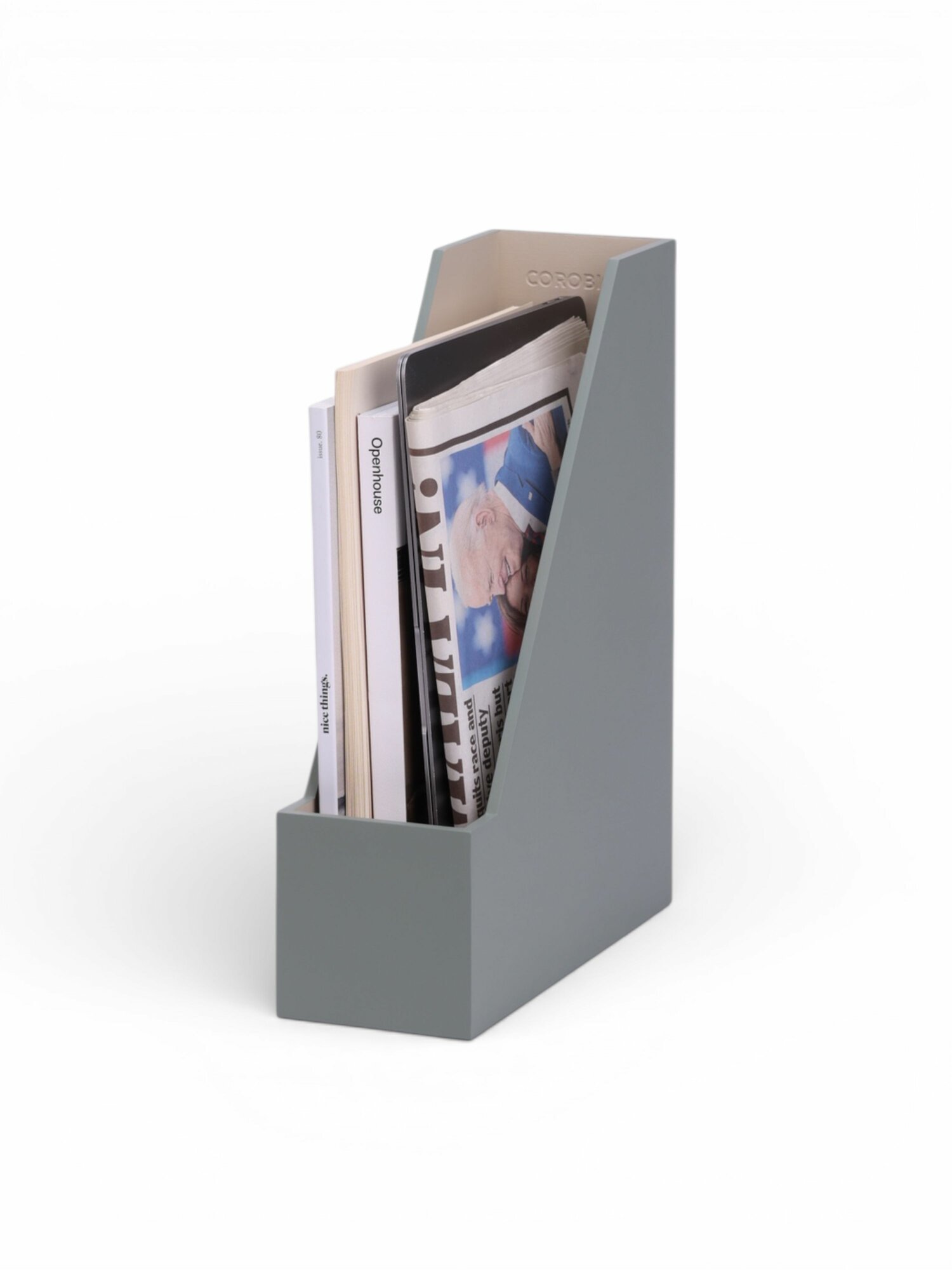 Лоток / Органайзер для бумаг вертикальный A41 Duo, дерево, цвет серо-зеленый