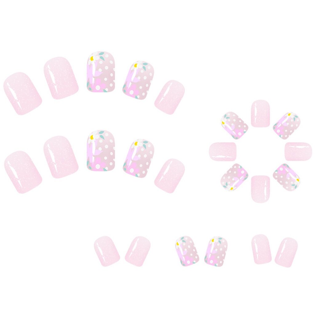 Квадратный Пресс на Ногте Цветок Поддельный, Наклеивается на Ноготь в 12 Размерах, 24 Шт Французские Типсы для ногтей DIY Nail Art Decorations