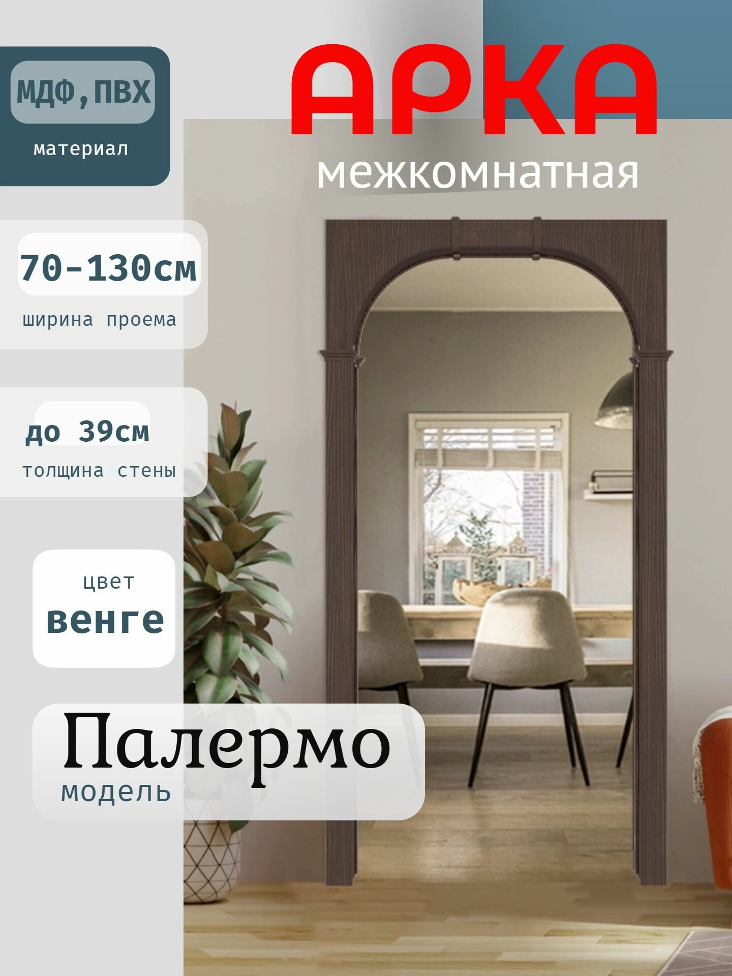 Арка межкомнатная Палермо 1300*390*2250 венге