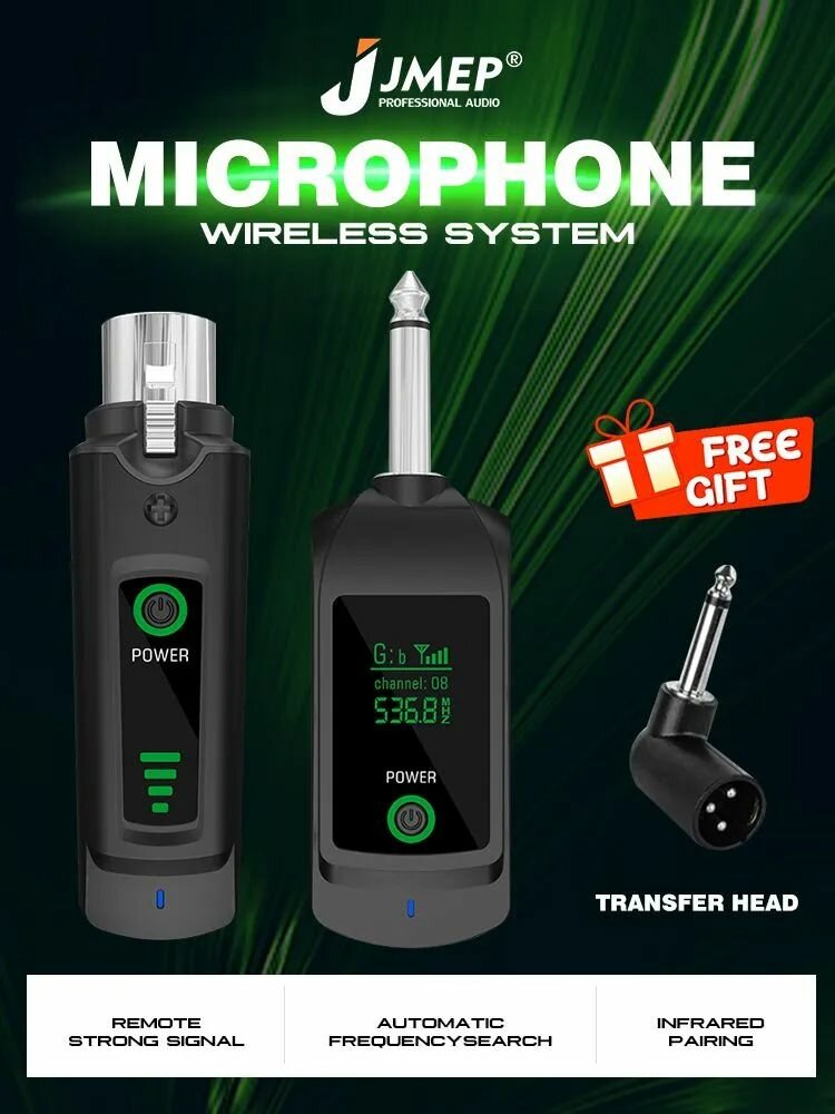Адаптер для микрофона JMEP KT01, беспроводной, пластик/металл, черный