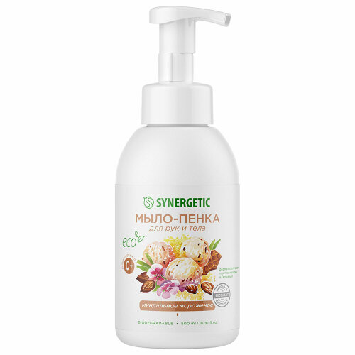 Мыло-пенка Synergetic Миндальное мороженое, 0,5 л
