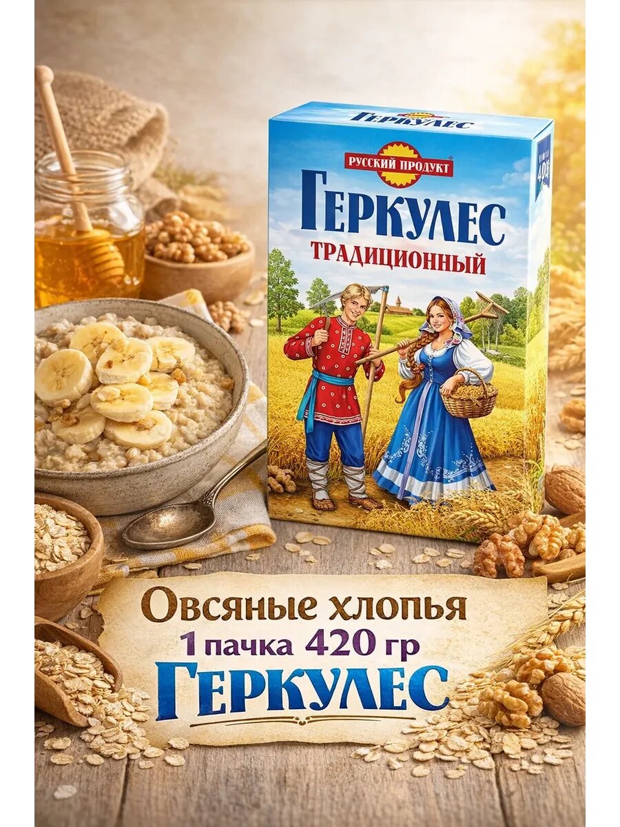 Овсяные хлопья 1 пачка 420 гр Геркулес