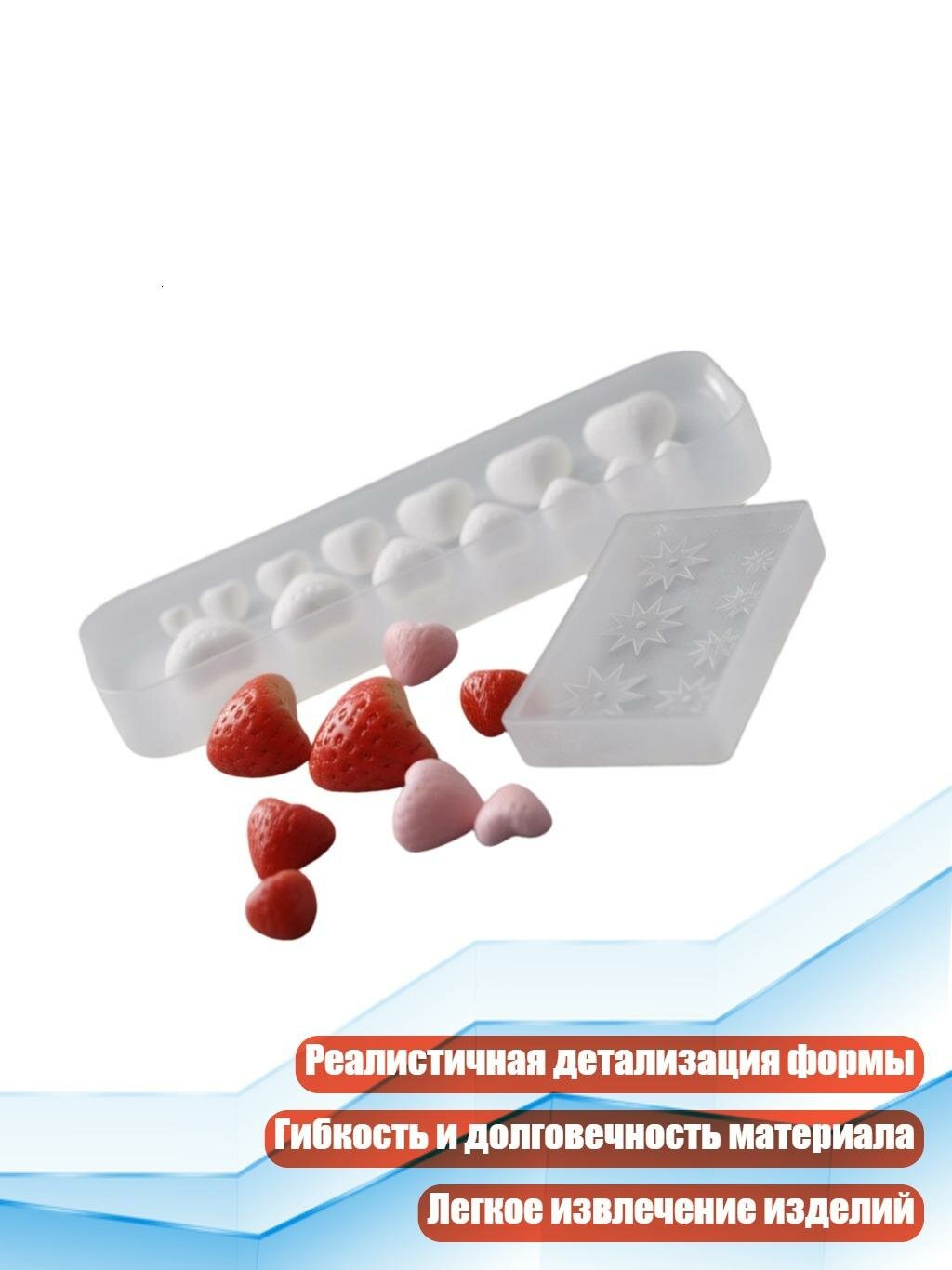 Силиконовая форма «Клубника» для ювелирных изделий и эпоксидной смолы, S