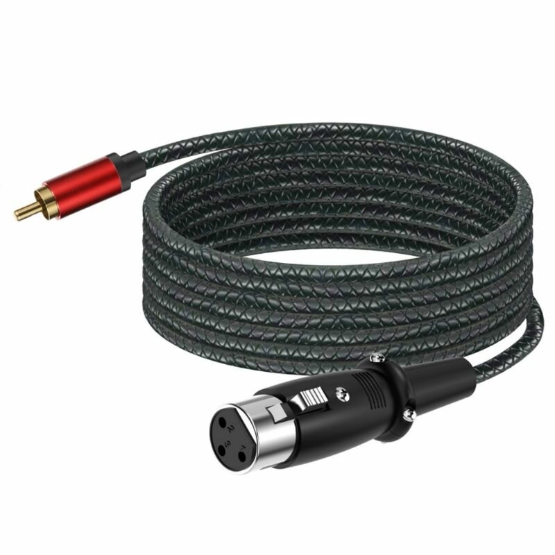 (1 шт.) Гибкий аудиокабель XLR (мама) на RCA (папа), позолоченный, 5 м, прямой