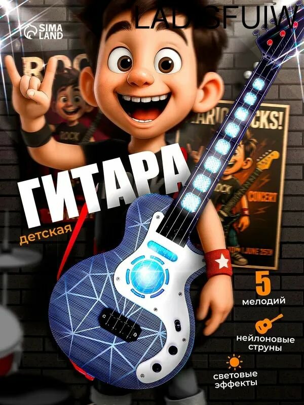 Гитара детская Рок-гитарист / Детская музыкальная игрушка гитара