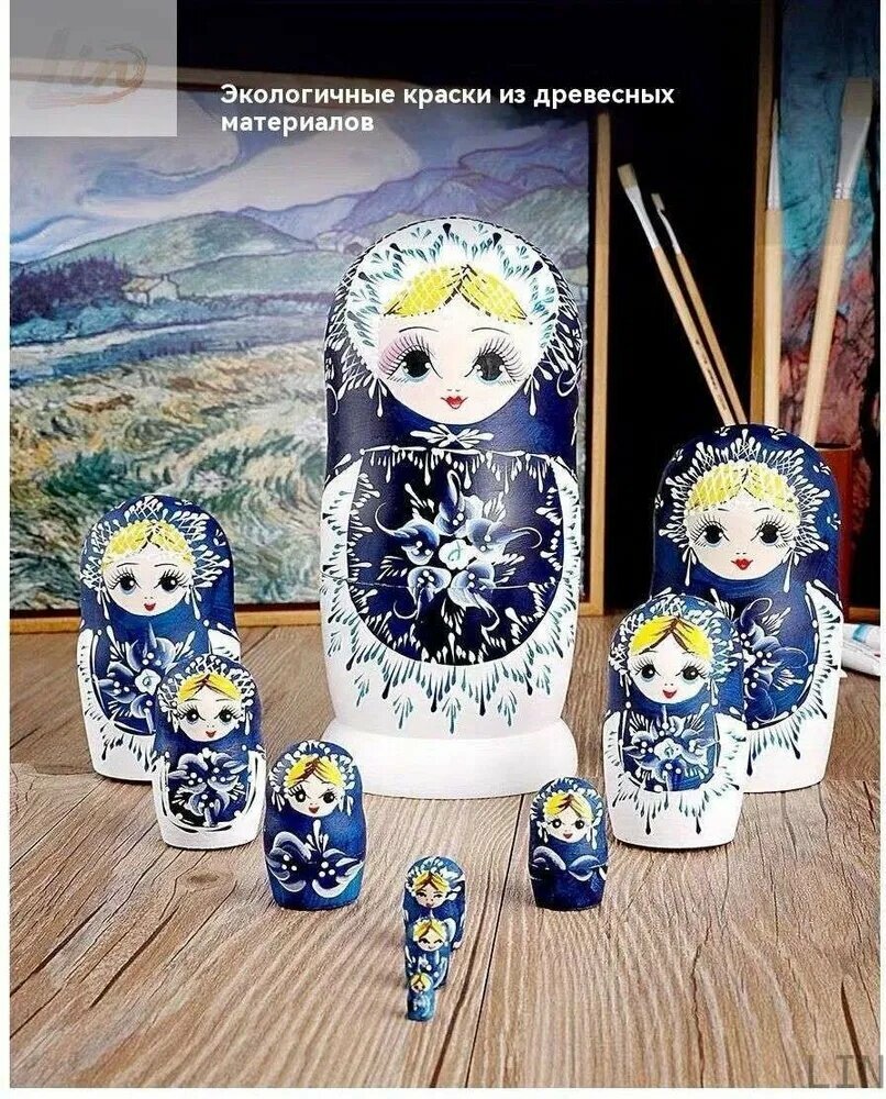 Деревянная матрешка "Счастливая птичка", 10 посадочных мест, 23 см/Развивающая детская игрушка LIN