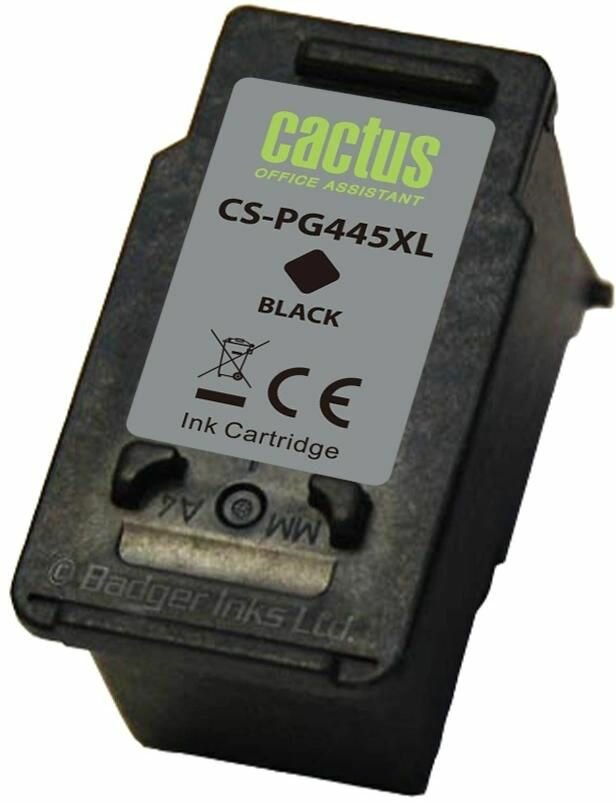Картридж струйный CACTUS PG-445XL черный, 400 страниц, 9.5 мл для Canon PIXMA MG2440 2540 2940 iP2840, с чипом (CS-PG445XL)