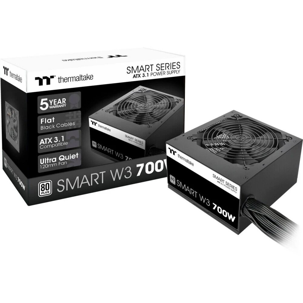 Блок питания Thermaltake 700W Smart W3, 120 мм, 80 PLUS Standard (PS-SPW-0700NNFAWE-1)