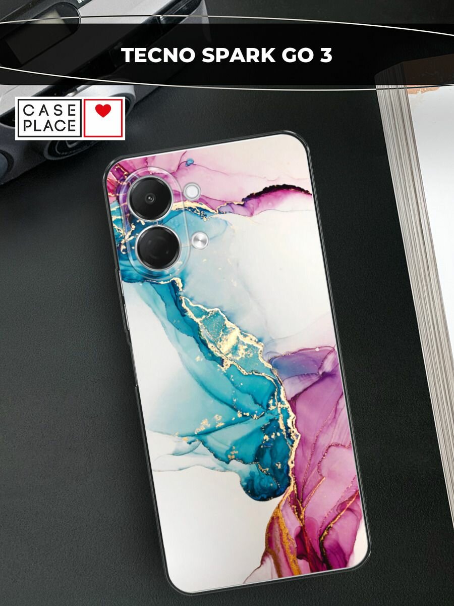 Чехол на Tecno Spark Go 3 / Текно Спарк Го 3 с принтом Розовые разводы рисунок
