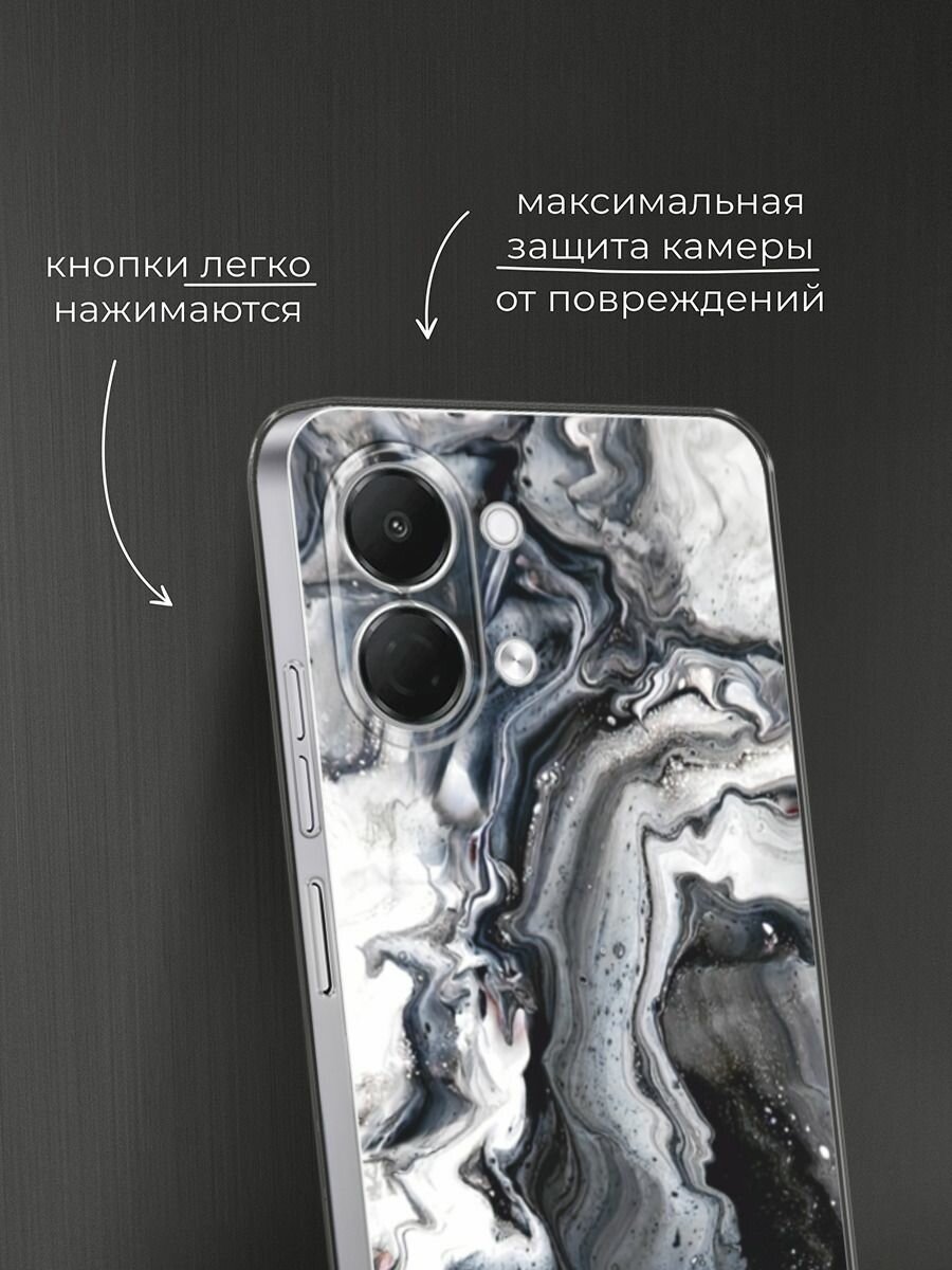Чехол на Tecno Spark Go 3 / Текно Спарк Го 3 с принтом Бело-черные сложные полосы — фото 1