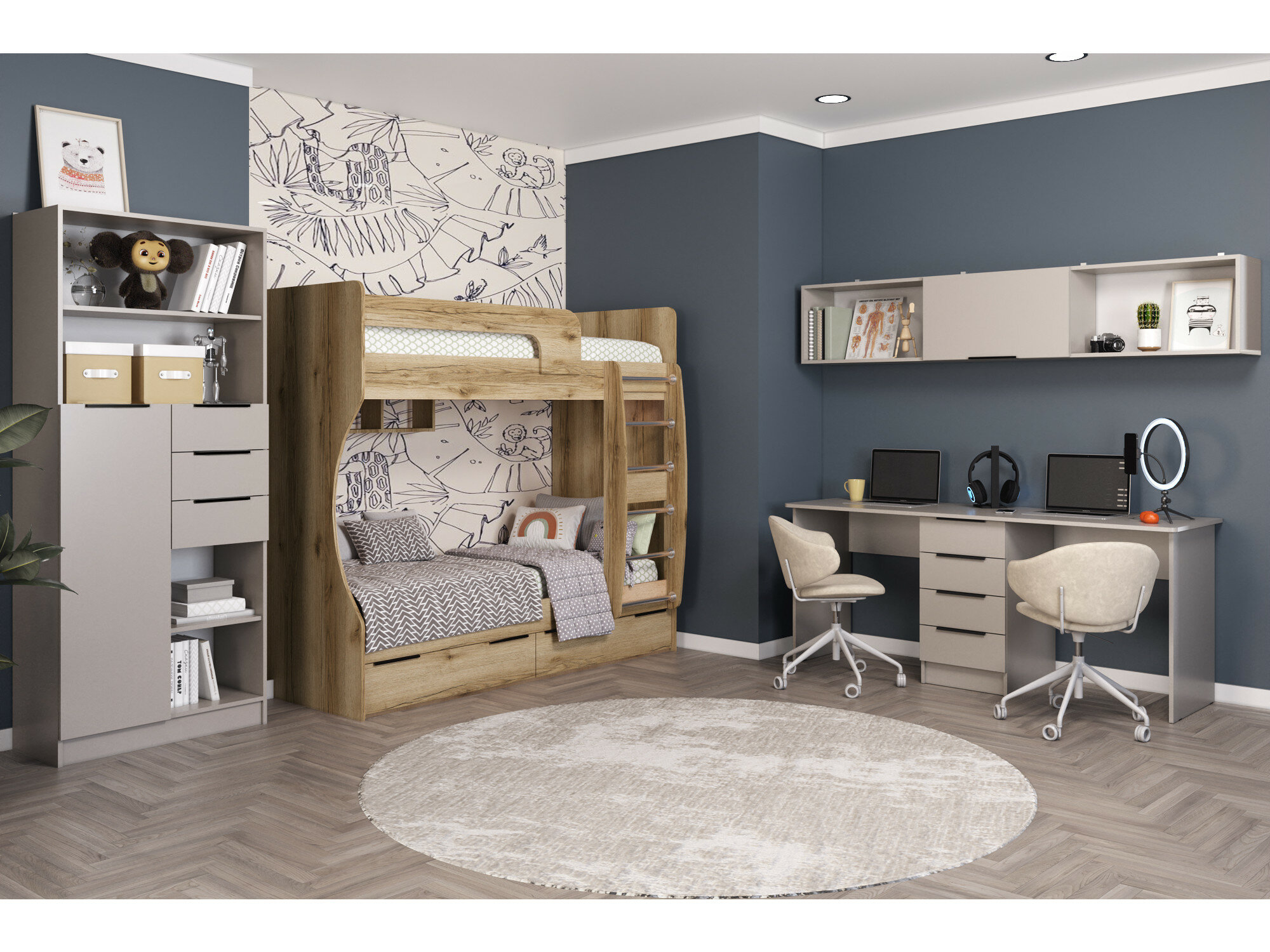 Набор мебели для подростковой, композиция 7, Кашемир/Дуб делано