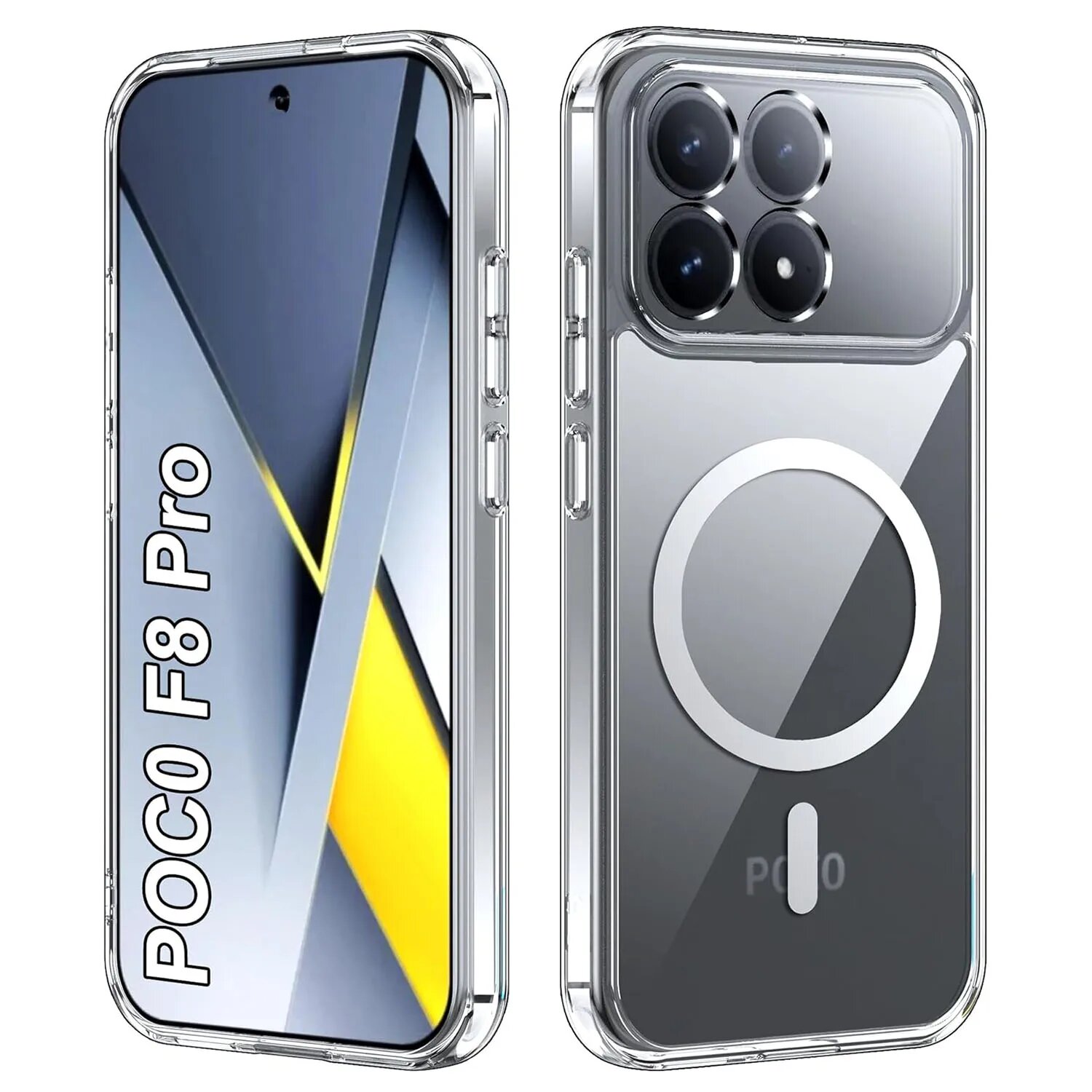Чехол Poco F8 Pro Magsafe, прозрачный, противоударный