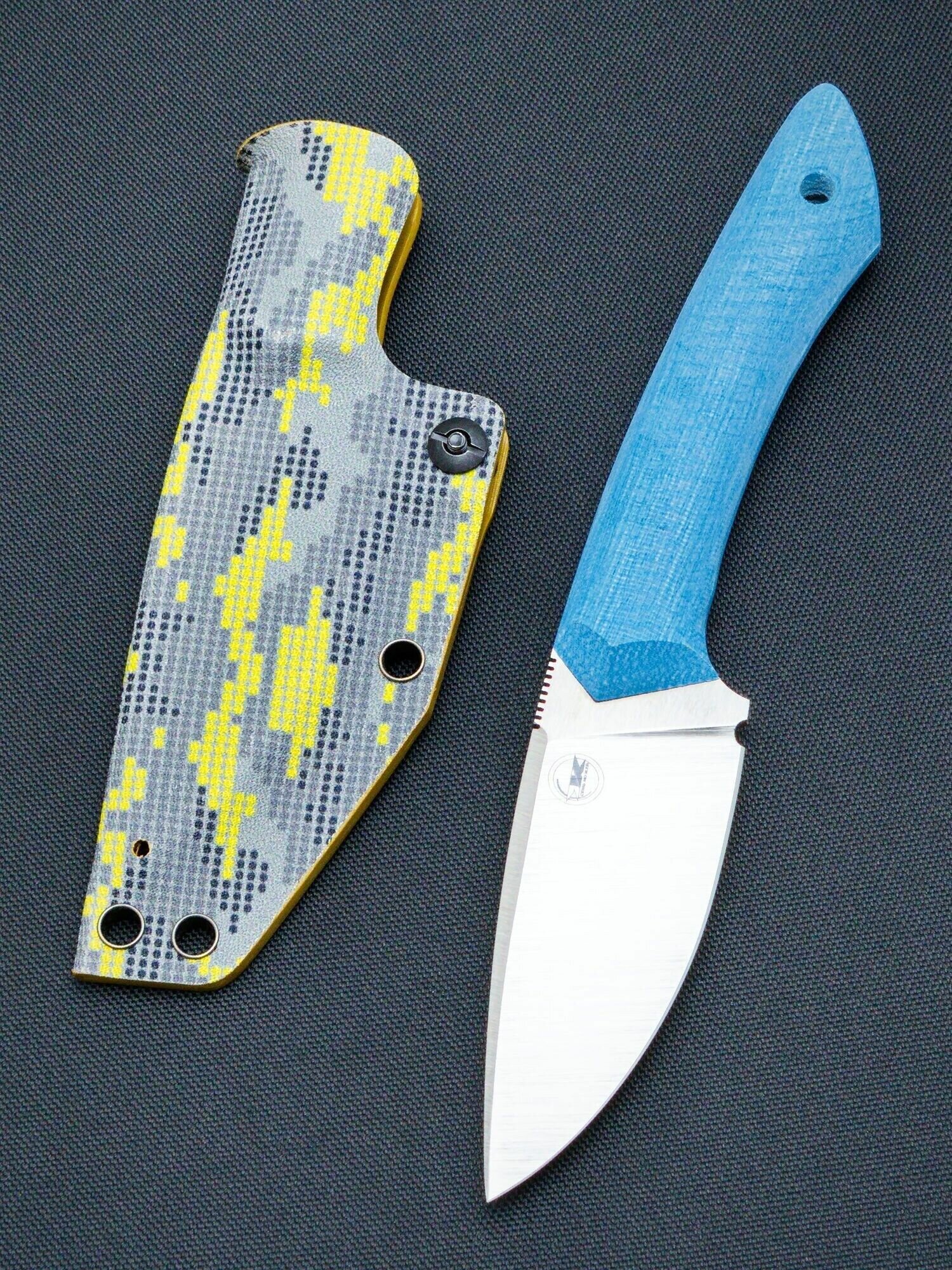 Нож туристический Джек, AUS-10 Cryo, Сатин, Микарта Синий, 7 Ножей (Seven Knives)