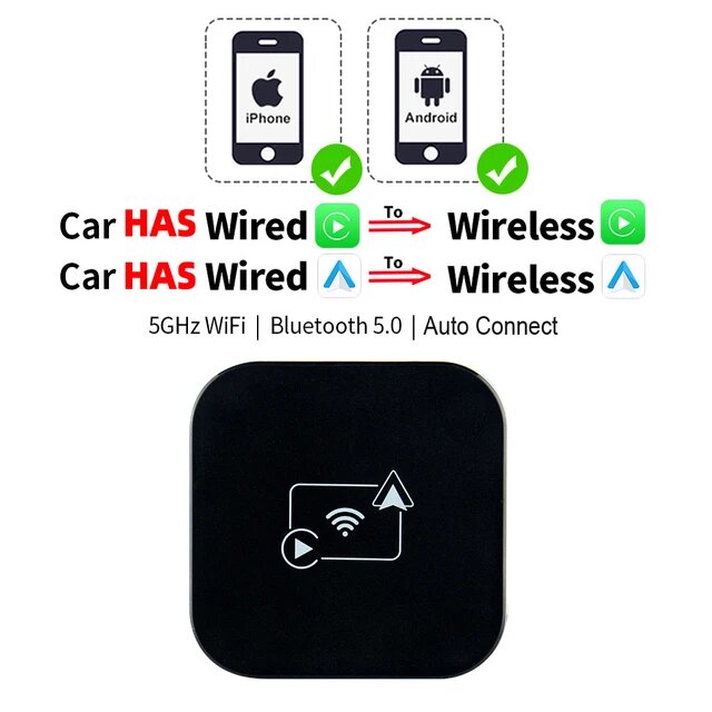 Беспроводной CarPlay-плеер EKIY A1 Mini совместим с автомобилями Toyota, Mazda, Nissan Camry, Suzuki, Subaru, Citroen, Audi, Mercedes-Benz, Kia, Ford и Opel, а также поддерживает iOS 15, Spotify и Bluetooth.