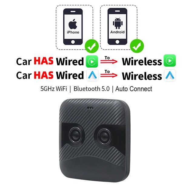 Автомагнитола EKY EC05 Mini, проводной и беспроводной адаптер для Android CarPlay, интеллектуальный блок управления, Bluetooth, Wi-Fi, Spotify, интеллектуальное USB-подключение.