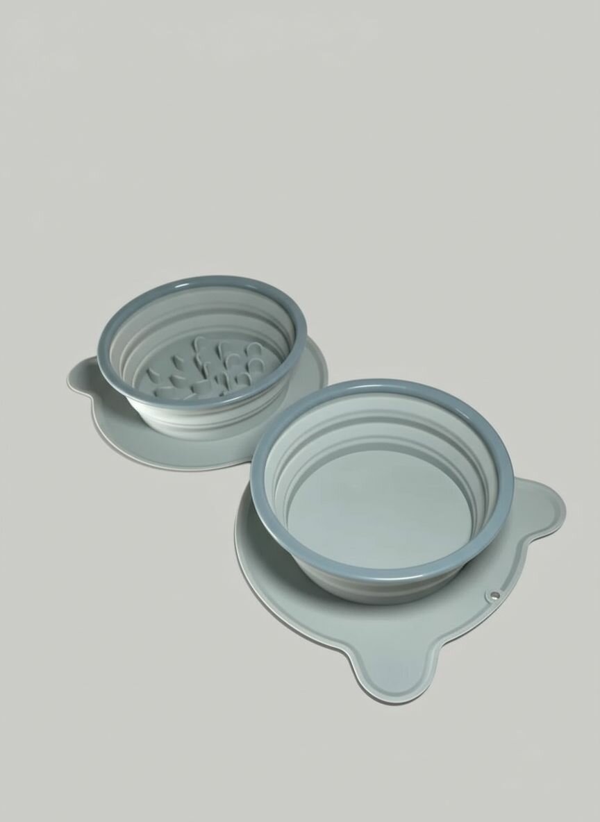 Складная двойная дорожная миска для кошки и собаки