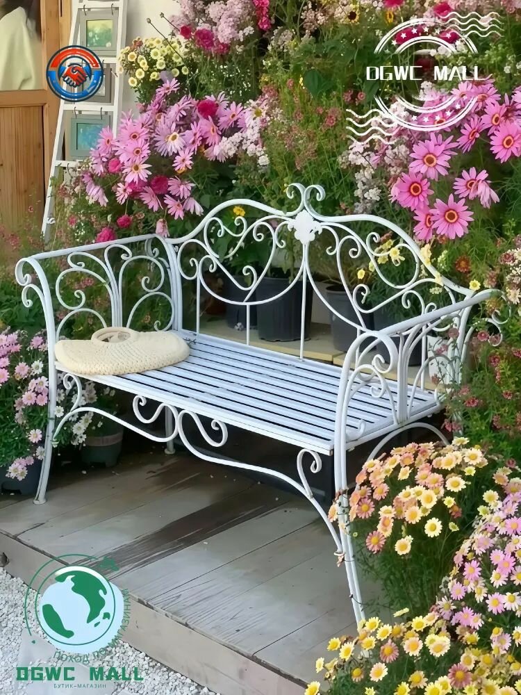 Садовая металлическая скамья из кованого чугуна с антикоррозийным покрытием, ретро-стиль для улицы, веранды, парка, кафе, 1334990 см, простая сборка