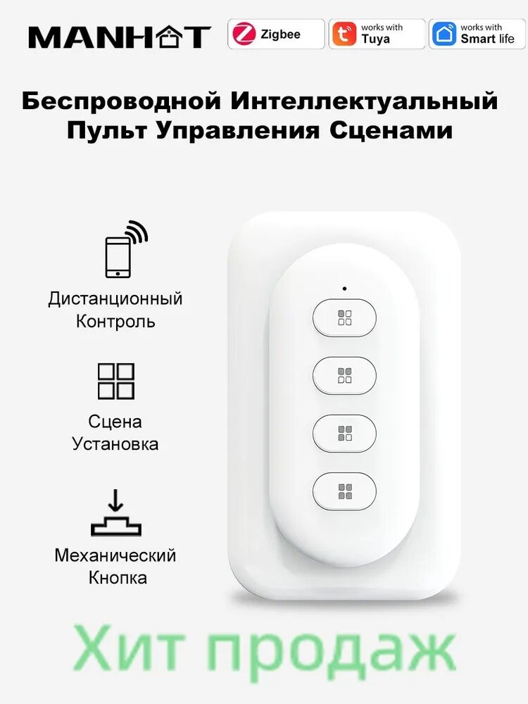 Tuya Zigbee Беспроводной Интеллектуальный Пульт Управления Сценами, 12-сценный переключатель