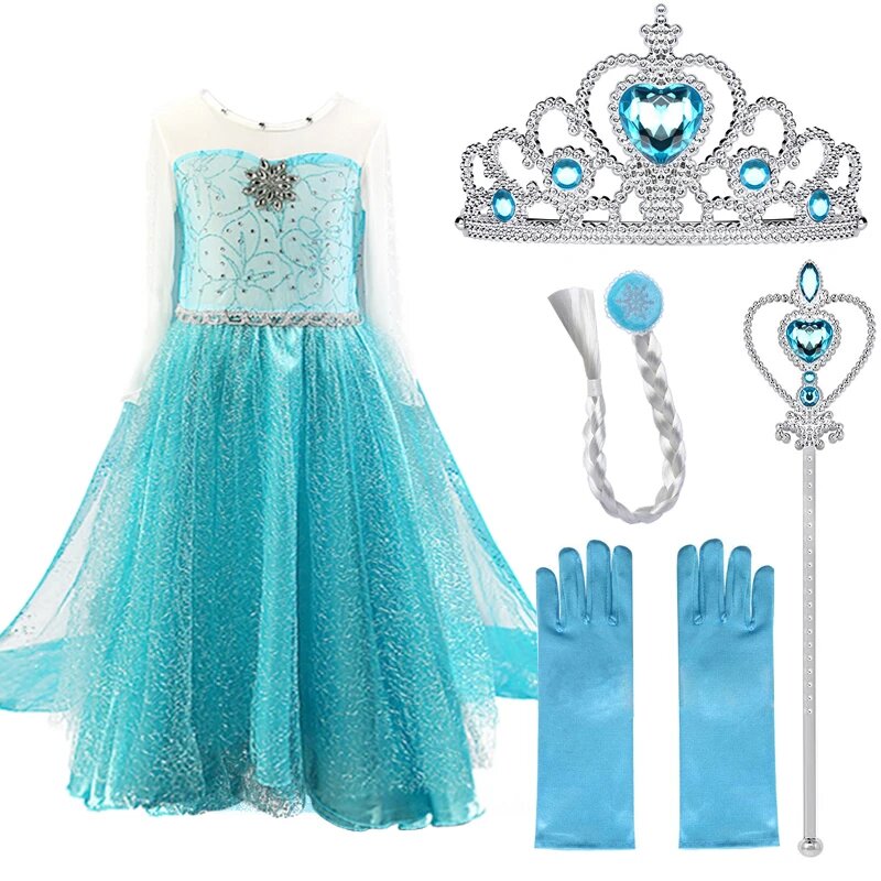 Платье Эльзы для девочек piggy dream 5, d003 sky blue